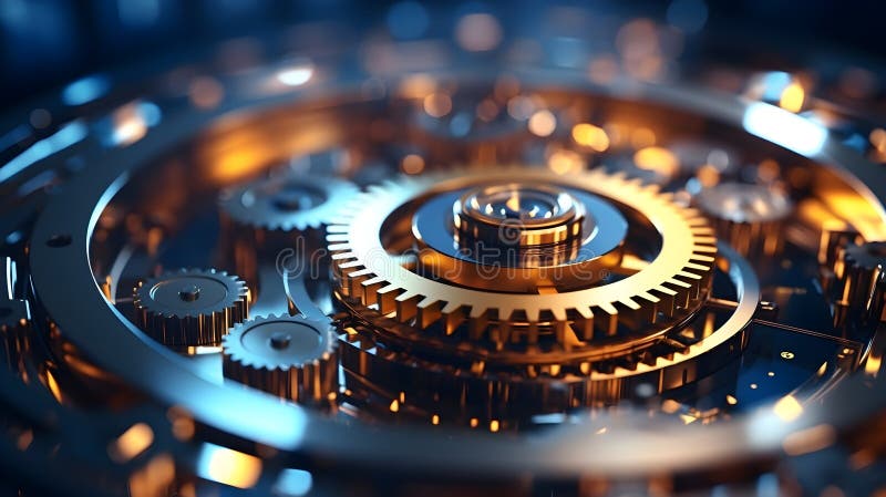 Virtual Gears and Cogs Turning with Renewed Energy Stock Illustration ...