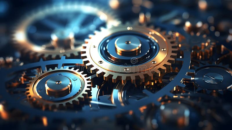 Virtual Gears and Cogs Turning with Renewed Energy Stock Illustration ...