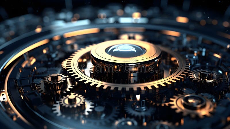 Virtual Gears and Cogs Turning with Renewed Energy Stock Illustration ...