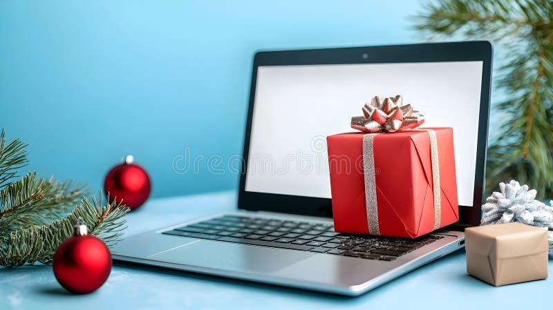 Virtual Gift Exchange on Video Call Setup Stock Illustration ...