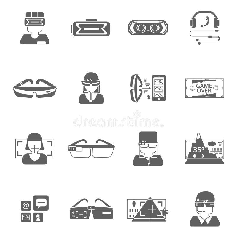 Virtual Glasses Icon Set stock vector. Illustration of headset - 52586456