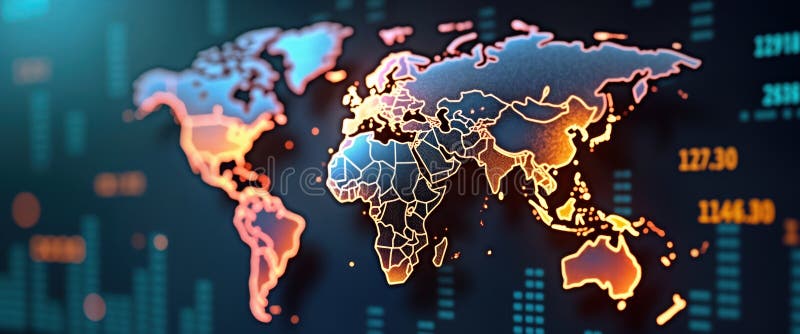 Virtual Globe Highlights Global Financial Transactions. Interactive Map ...