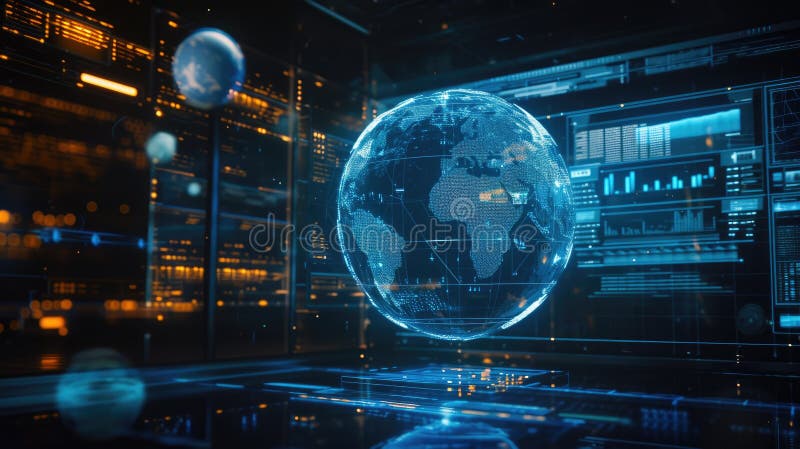 Virtual Globe Technology: Futuristic Connectivity. Stock Illustration ...