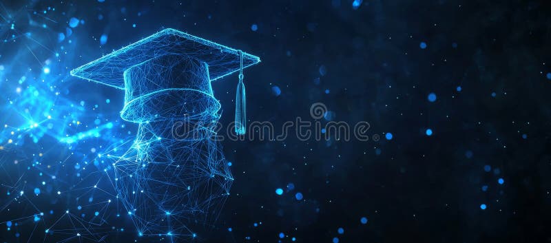 A Virtual Graduation Cap Above a Network of Linked Nodes, Symbolizing ...