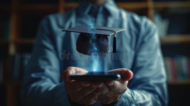 The Virtual Graduation Cap.AI Generated Image Stock Photo - Image of ...