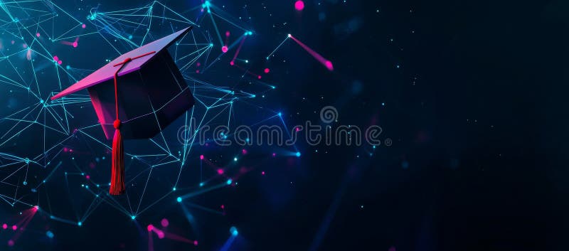 A Virtual Graduation Cap Hovering Over a Network of Connected Nodes ...