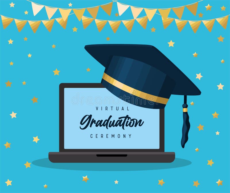 Virtual graduation poster stock vector. Illustration of vector - 229028380