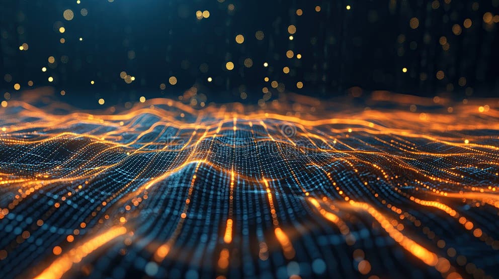 Virtual Graph of Luminous Lines and Dot Stock Illustration ...