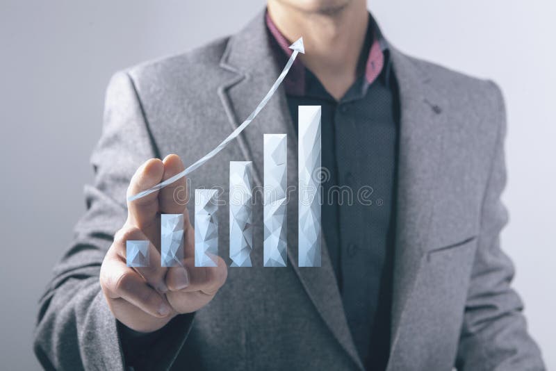 Virtual Graph.man Presses the Screen Stock Photo - Image of success ...