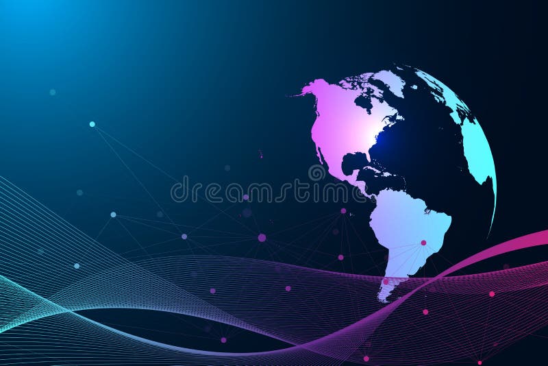 Virtual Graphic Abstract Background Communication with World Globe ...