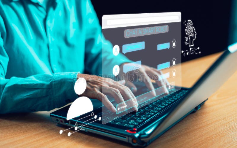 Virtual Graphic Global Internet Chat AI Stock Image - Image of ...