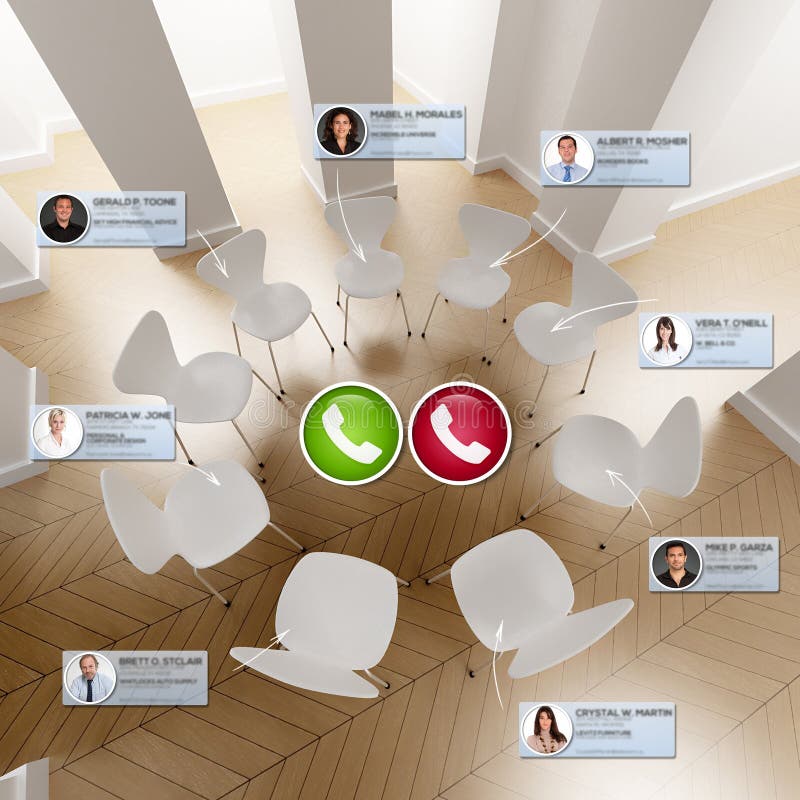 Virtual group discussion stock illustration. Illustration of people ...