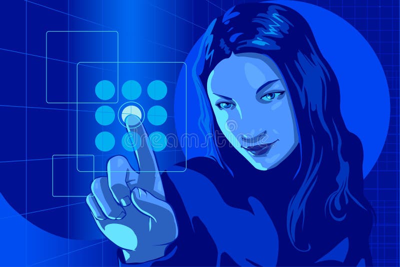 Virtual Hacker Girl stock vector. Illustration of development - 6628637