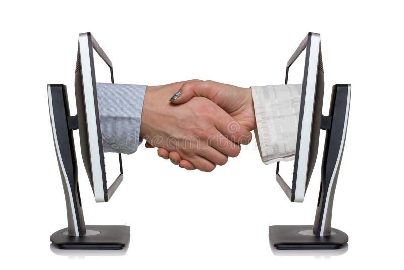 Virtual handshake stock image. Image of gesturing, monitor - 29260223