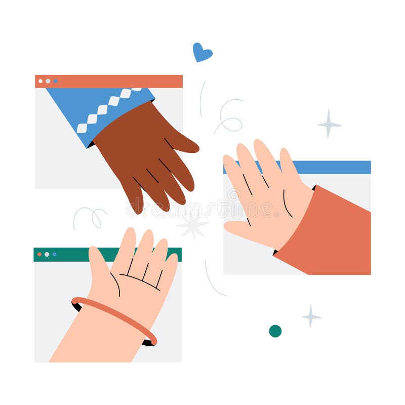 Virtual Handshake in Flat Vector Illustration Symbolizing Online ...