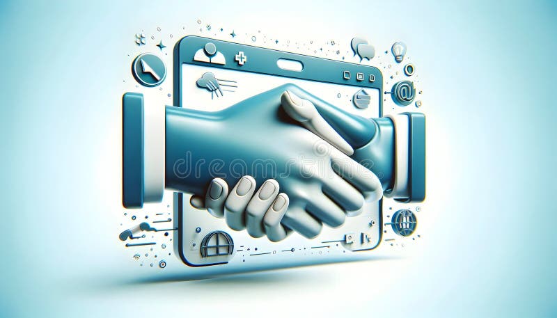 Virtual Handshake Icon Concept As Two Hands Shaking Virtually ...