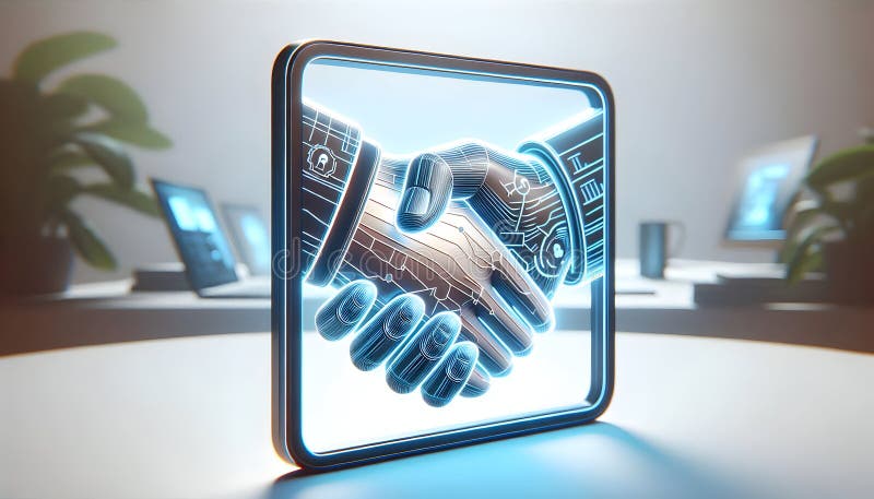 Virtual Handshake Icon Concept As Two Hands Shaking Virtually ...