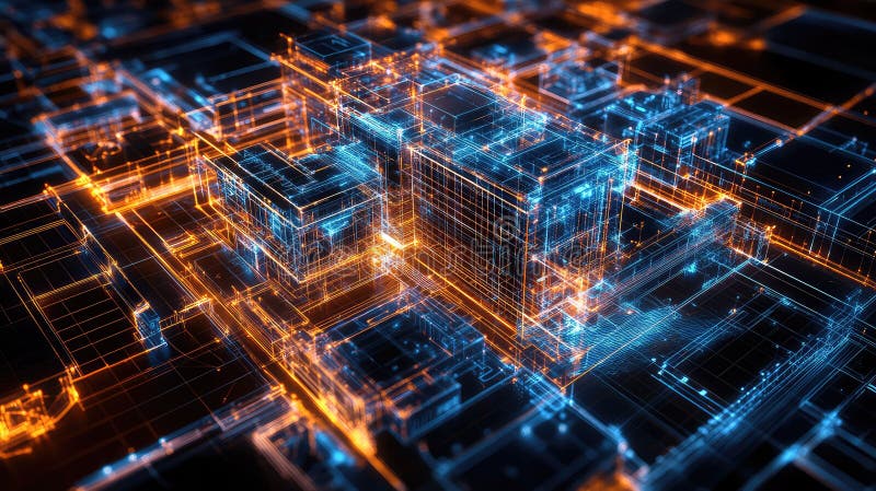 Virtual High Tech Multi Unit Complex Simulation Stock Illustration - Illustration of high ...