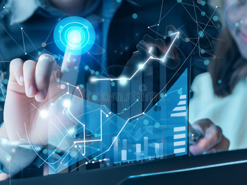 Virtual Hologram of Statistics, Graph and Chart Growth and Financial ...