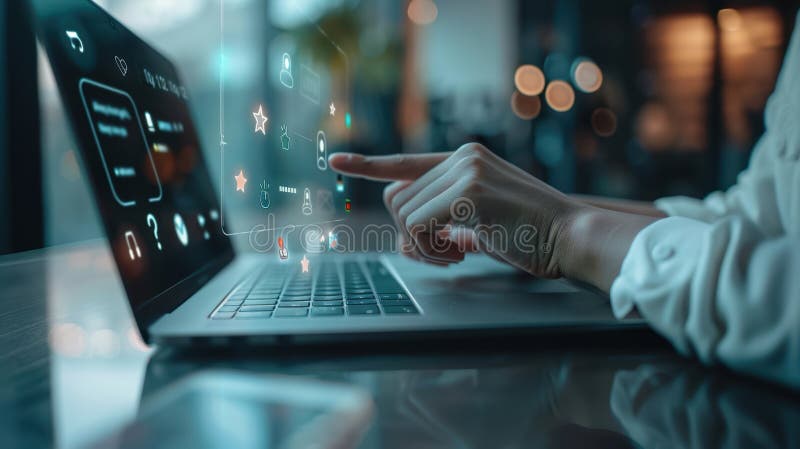 The Virtual Holographic Interface.AI Generated Image Stock Photo ...