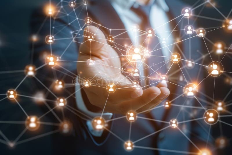 Virtual Hr Network Businessman Managing Recruitment and Communication ...