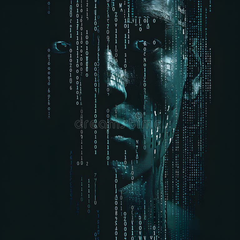 Virtual Human in Binary Code. Stock Illustration - Illustration of ...