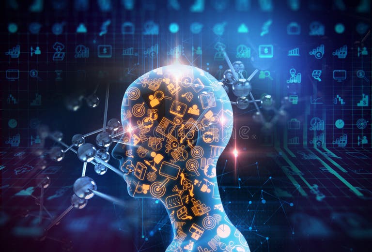 Virtual Human 3dillustration on Business and Learning Technology Stock ...