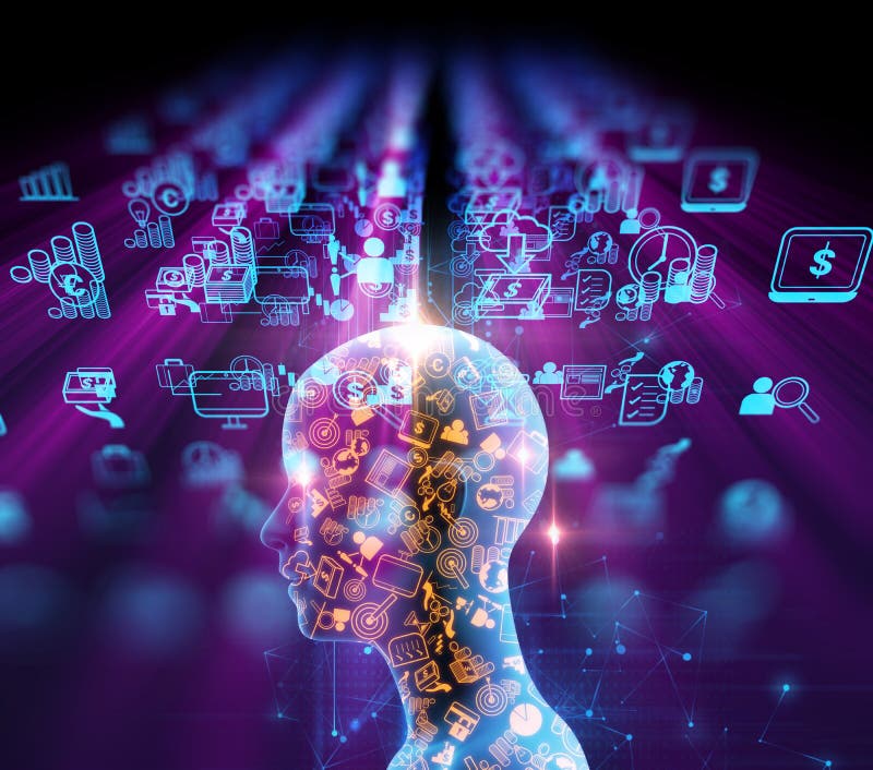 Virtual Human 3dillustration on Business and Learning Technology Stock ...