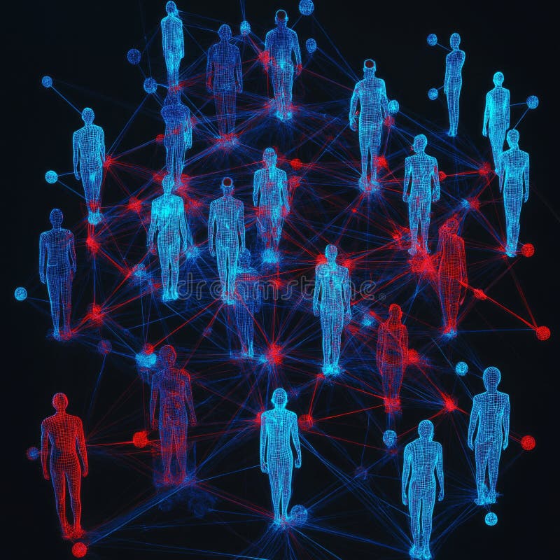 Virtual Human Figures Interconnected in Digital Network Structure Stock ...