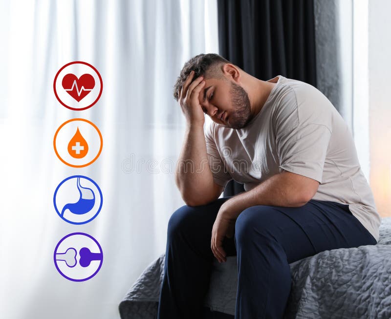 Virtual Icons Demonstrating Different Health Problems and Overweight ...