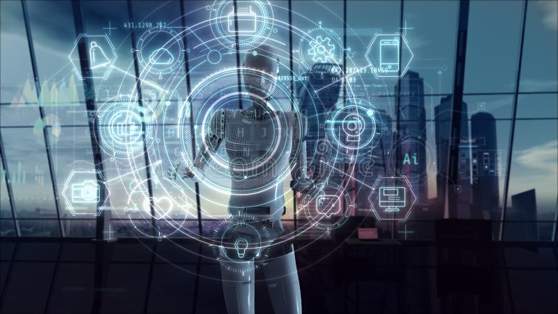 Virtual Infographic Dashboard Operated by Android System. Stock Video ...