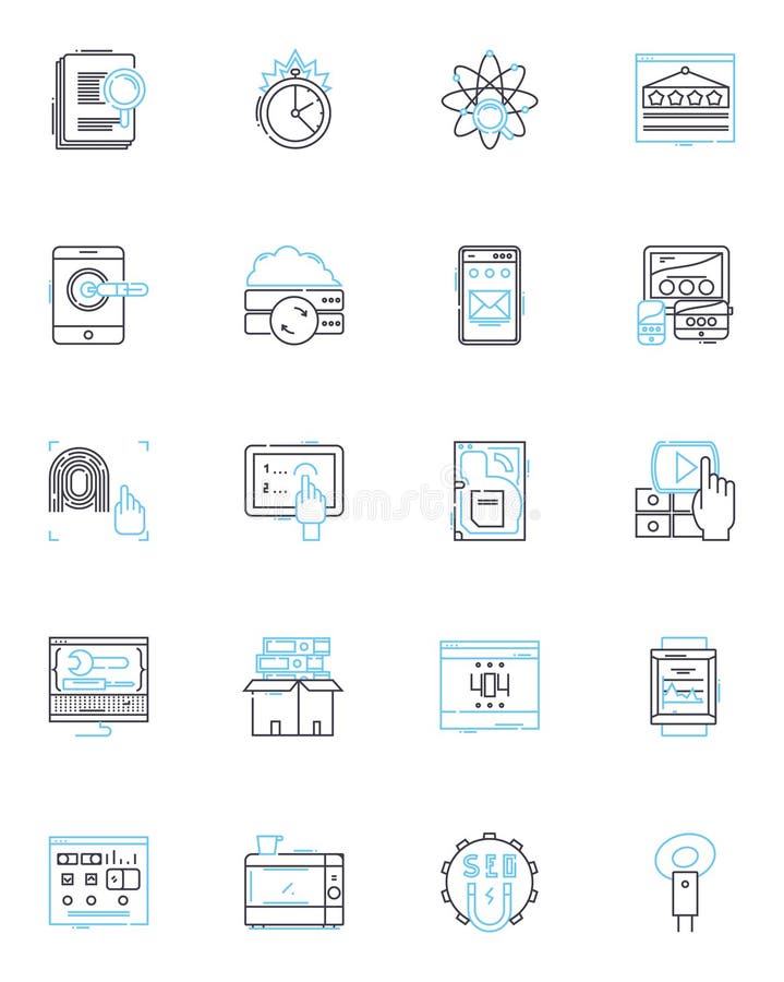 Virtual Intelligence Linear Icons Set. Automation, Machine Learning, Robotics, Cybersecurity ...