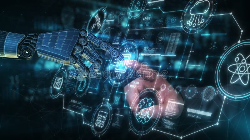 Virtual Interaction of Artificial Intelligence with Humans. Stock ...