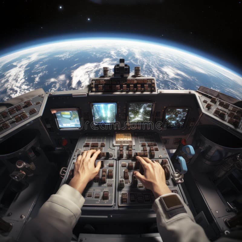 Virtual Interactive Control Panel for Spaceship Stock Image - Image of ...