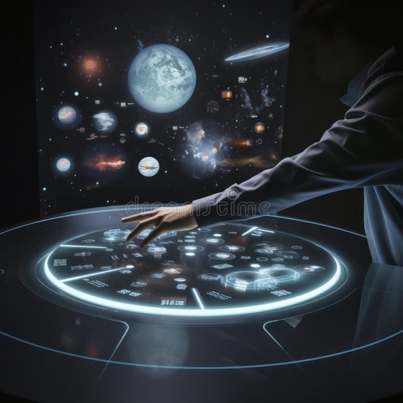 Virtual Interactive Control Panel for Spaceship Stock Photo - Image of ...