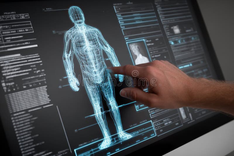 Virtual Interview Concept with AI: Futuristic Layout of Human Anatomy ...