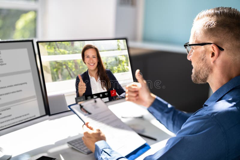 Virtual Job Interview Webcast Stock Photo - Image of sign, learn: 254510404