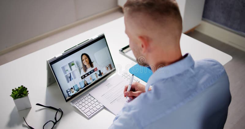 Virtual Job Interview Webcast Stock Image - Image of chat, meetings ...