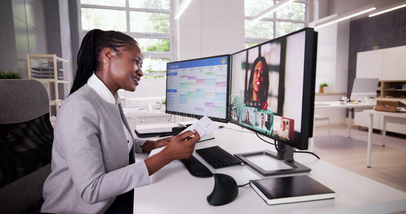 Virtual Job Interview Webcast Stock Image - Image of virtual, american ...