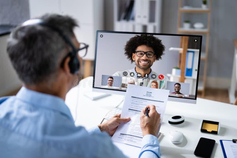 Virtual Job Interview Webcast Stock Photo - Image of interview, webinar ...