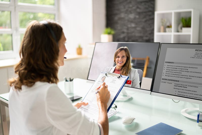 Virtual Job Interview Webcast Stock Photo - Image of learn, connection ...
