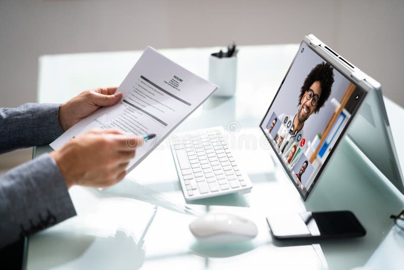 Virtual Job Interview Webcast Stock Image - Image of recruiter ...