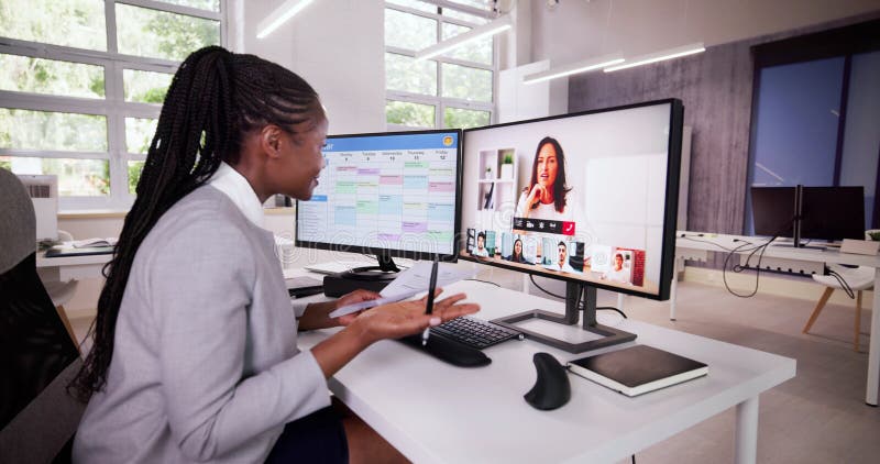 Virtual Job Interview Webcast Stock Photo - Image of interview, online ...