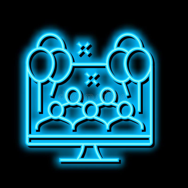Virtual Kids Party Neon Glow Icon Illustration Stock Vector ...