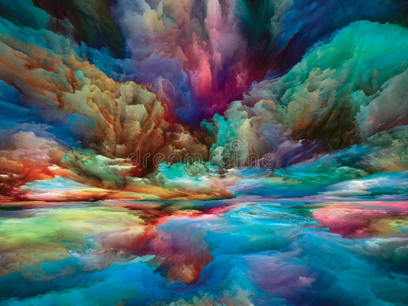 Virtual Land and Sky stock illustration. Illustration of multicolored ...