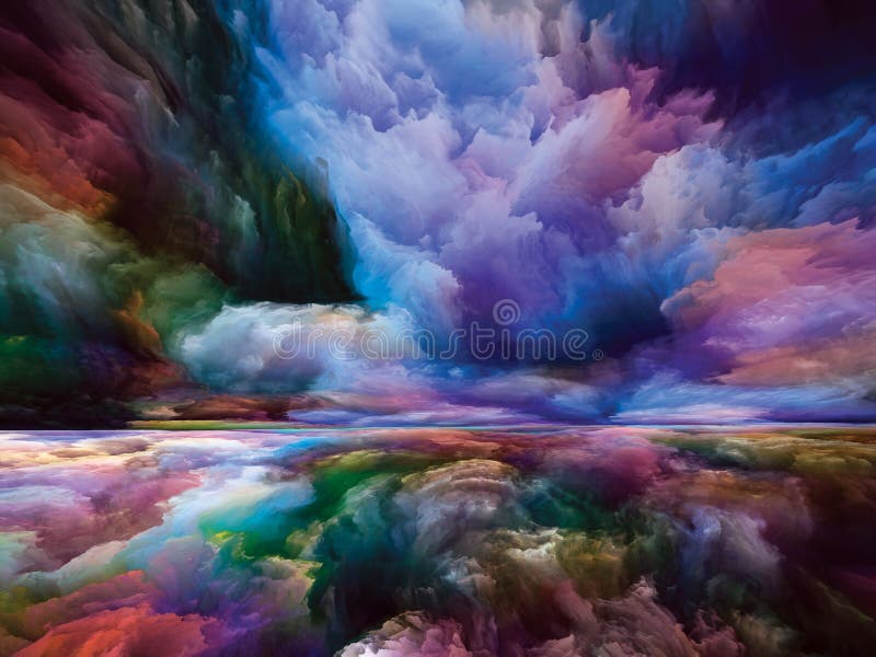 Virtual Land and Sky stock illustration. Illustration of colorful ...