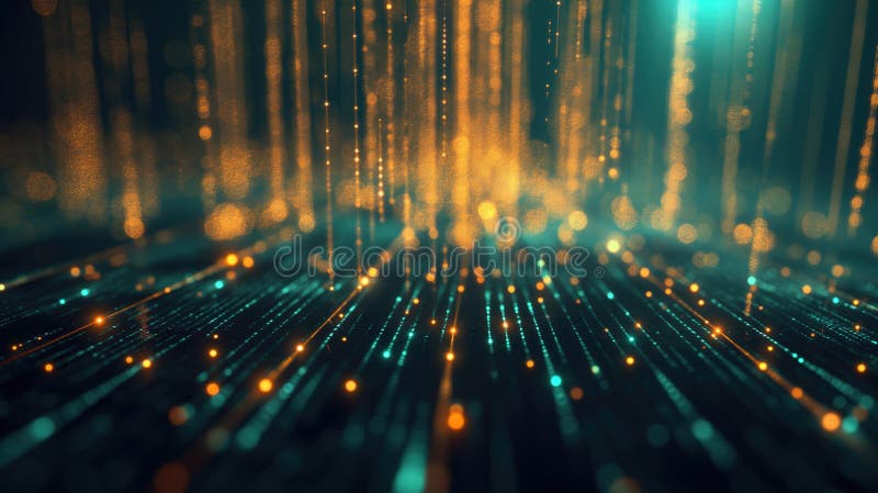 Virtual Landscape with Glowing Vertical Lines Stock Illustration ...