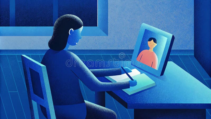 Virtual Learning Scene with Student Taking Notes during Online Class ...