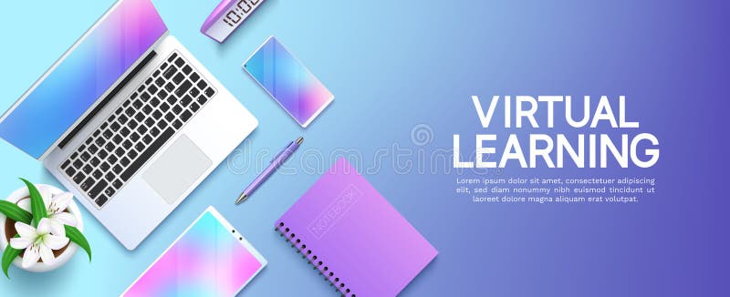 Virtual Learning Vector Design. Virtual Learning Text with Laptop ...