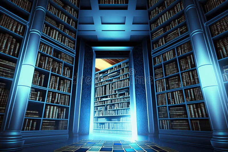 Virtual Library with Digital Resources, Created with Generative AI ...